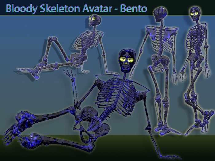 Second Life Marketplace - Bloody Skeleton Avatar Blue - Bento