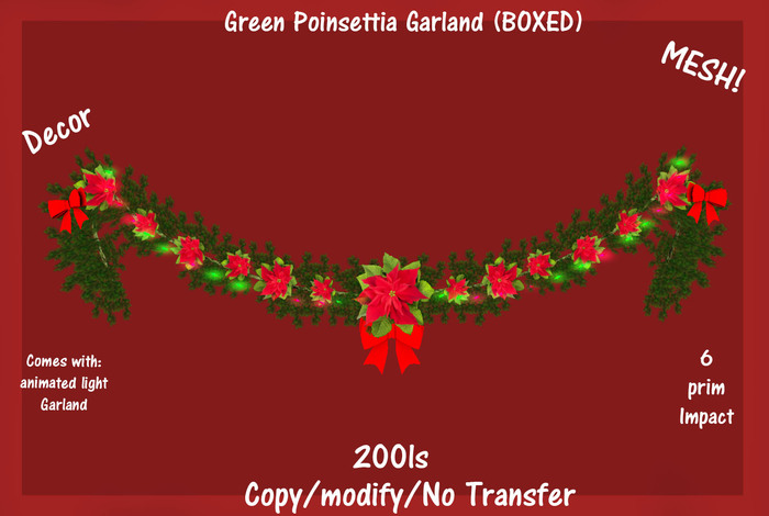 Second Life Marketplace - Green Poinsettia Garland (BOXED)