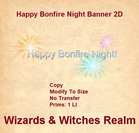 Second Life Marketplace - Happy Bonfire Night Banner 2D