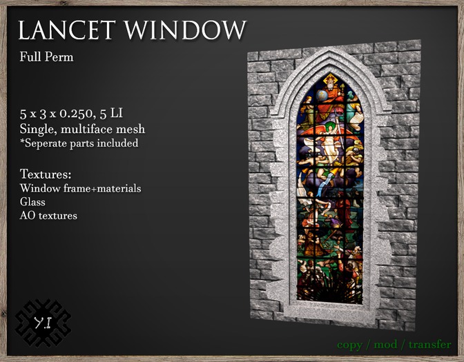 Second Life Marketplace - Y.I - Gothic Lancet Window No 1 [Full Perm]