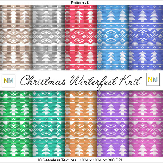 Second Life Marketplace - Christmas Winterfest Patterns Kit 10 Seamless ...