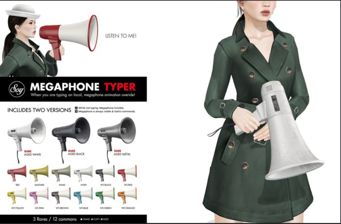 Second Life Marketplace - Soy. Megaphone Typer [AGED WT] boxed Rare
