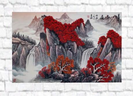 Second Life Marketplace - Asian Waterfall 1 Mesh Canvas Painting
