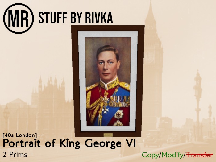 Second Life Marketplace - [MR] [40s London] Portrait of King George VI
