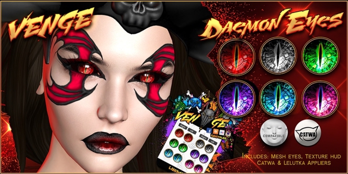 Second Life Marketplace - VENGE - Daemon Eyes ; Mesh, Lelutka , Catwa