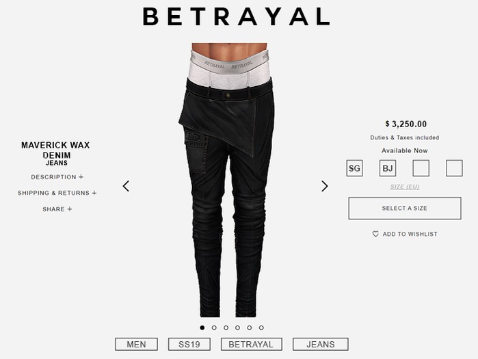 Second Life Marketplace - BETRAYAL. BLACK Maverick Wax Denim Jake, Gianni
