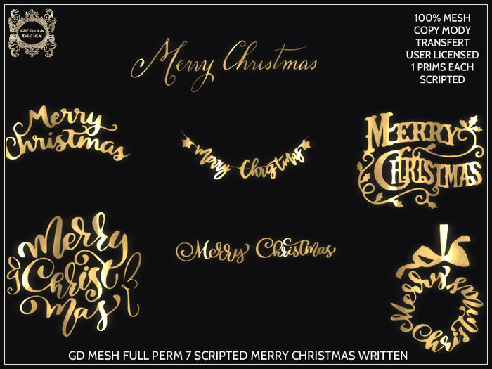 Second Life Marketplace - GD MESH FULL PERM 7 SCRIPTED MERRY CHRISTMAS ...