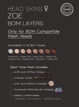 Second Life Marketplace - DISCOUNTED !!! [GA.EG] Head Skins - Zoe ...