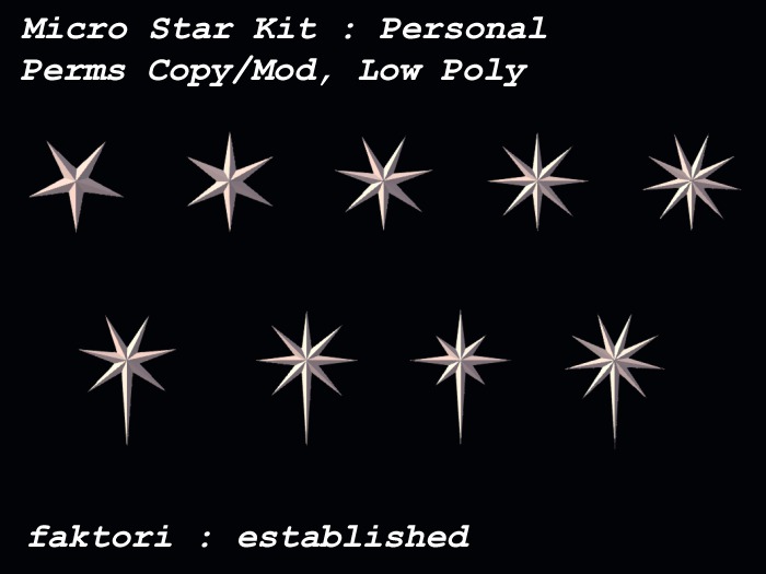 Second Life Marketplace - Low Poly Micro Stars for Jewelry - Personal kit