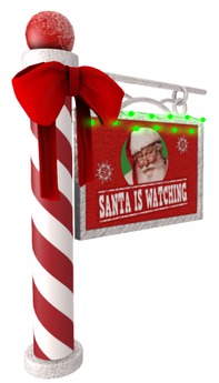 Second Life Marketplace - Tams - Candy Cane Sign Post - Santa is Watching