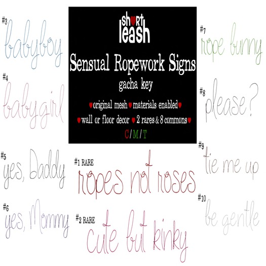 Second Life Marketplace - .:Short Leash:. Sensual Ropework Signs // #10 ...