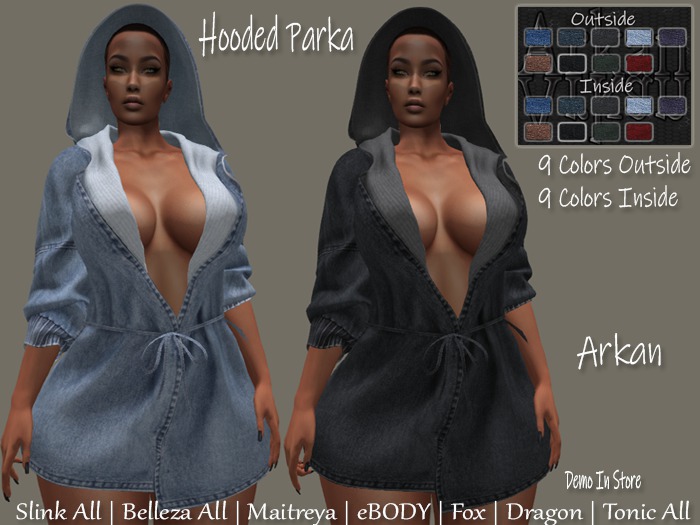 Second Life Marketplace Arkan Hooded Parka Fitmesh