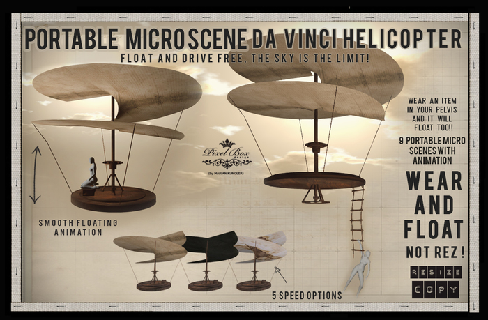 Second Life Marketplace - PIXEL BOX - da Vinci Helicopter for FLY ...
