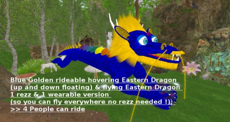 Second Life Marketplace - ^..^ Eastern Dragon Blue Golden *4P rideable ...