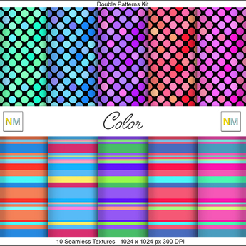 Second Life Marketplace - Color Double Patterns Kit 10 Seamless Textures NM