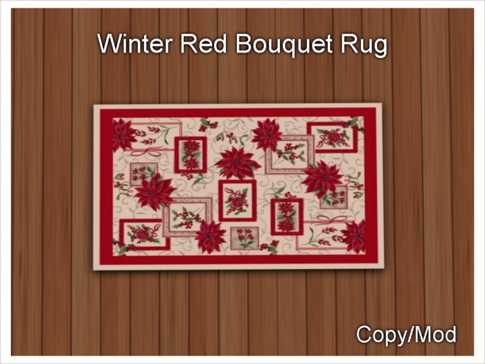 Second Life Marketplace - *CC* Winter Red Bouquet Rug