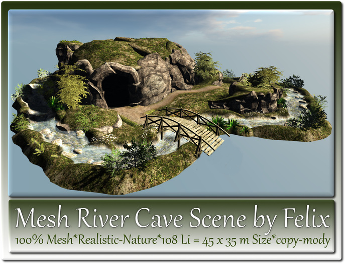 Second Life Marketplace - Mesh River Cave Scene by Felix 108 Li=45x35m ...