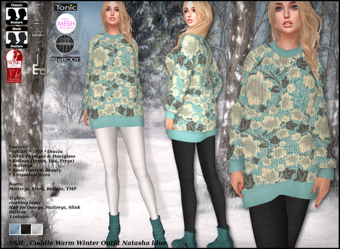 Second Life Marketplace - .:S&B:. Cuddle Warm Winter Outfit Natasha blue