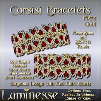 Second Life Marketplace - CORSISI Fiera Bracelets OP - Red Ruby White ...