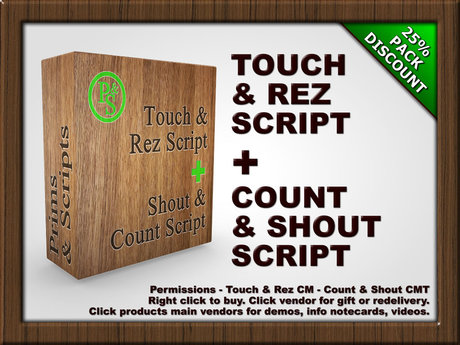 Second Life Marketplace - Prims & Scripts Pack Touch & Rez + Count & Shout