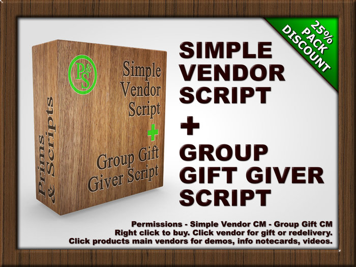 Second Life Marketplace - Prims & Scripts Pack Simple Vendor + Group ...