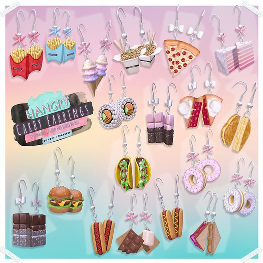 Second Life Marketplace - GACHA - Hangry // Carby Earrings - Pink ...