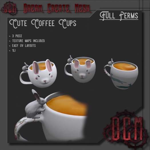 Second Life Marketplace - D.C.M Cute Coffee Cups Full Perm Mesh