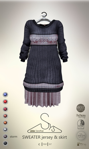 Second Life Marketplace - [sYs] SWEATER jersey & skirt (body mesh) - storm