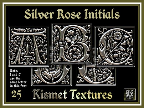 Second Life Marketplace - *Kismet* Silver Rose Initials Textures (25)