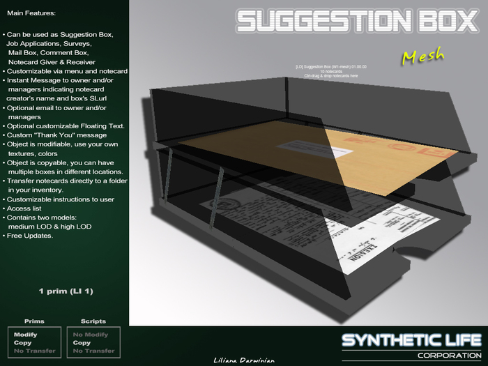 Second Life Marketplace - [SLC] Suggestion Box (mesh) In-box