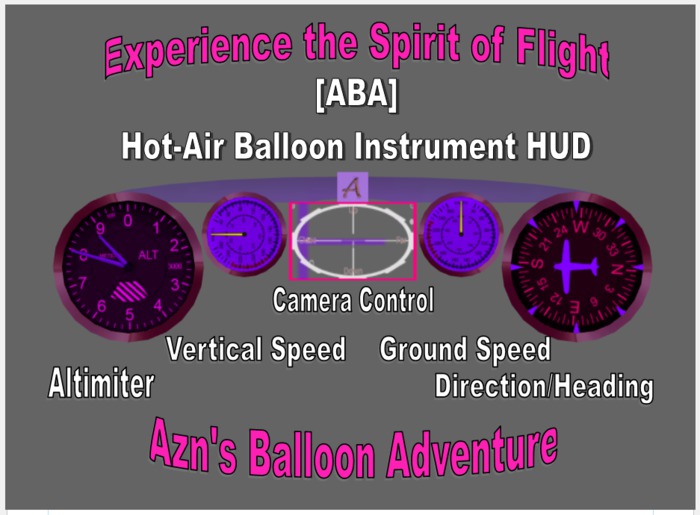 Second Life Marketplace - [ABA] Hot Air Balloon Instrument HUD - Neon ...