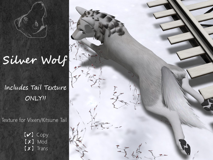Second Life Marketplace - [DNA] Vixen/Kitsune Tail Texture - Silver Wolf