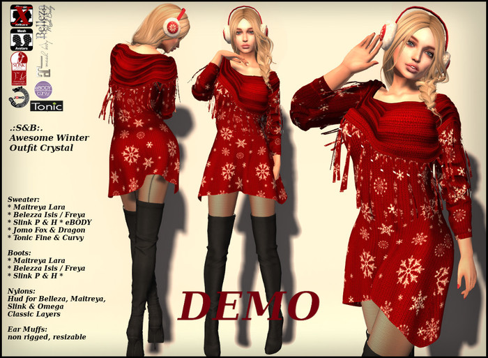 Second Life Marketplace - .:S&B:. Awesome Winter Outfit Crystal Demo