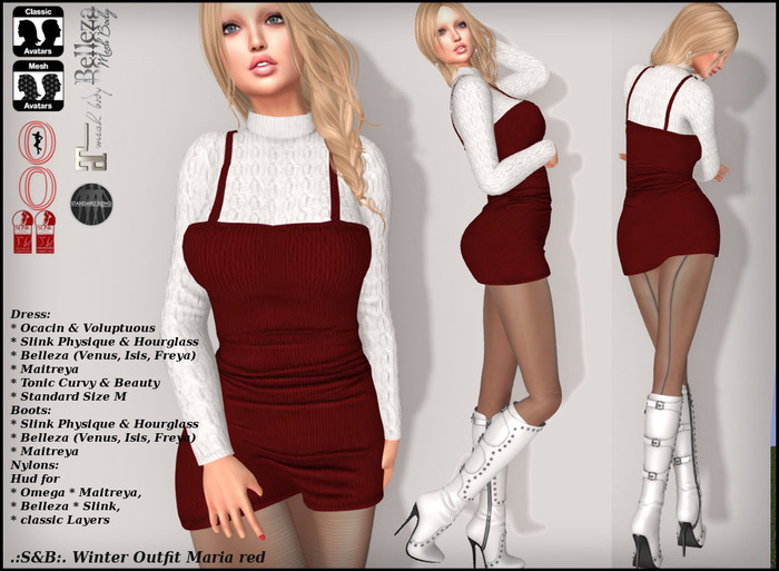 Second Life Marketplace - .:S&B:. Winter Outfit Maria red