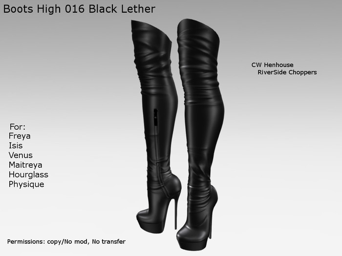 Second Life Marketplace - [CW] -Boots High 016 Black Lether -BOX
