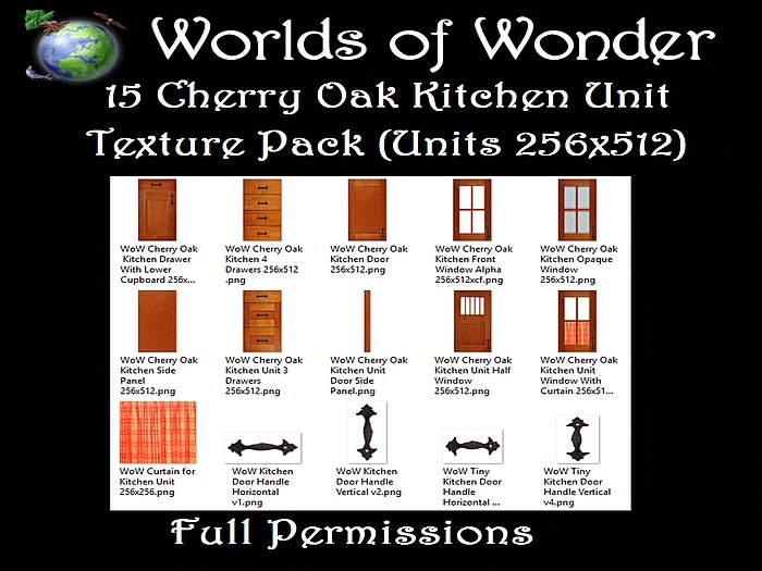 Second Life Marketplace - WoW 15 Cherry Oak Kitchen Unit Textures
