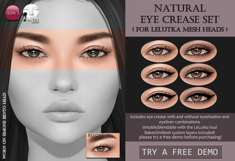 Second Life Marketplace - Izzie's - DEMO Natural Eye Crease Set (LeLutka)
