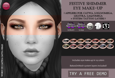 Second Life Marketplace - Izzie's - DEMO Festive Shimmer Eye Make-Up