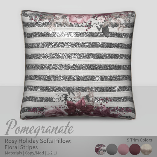 Second Life Marketplace - Pomegranate - Rosy Holiday Softs Pillow ...
