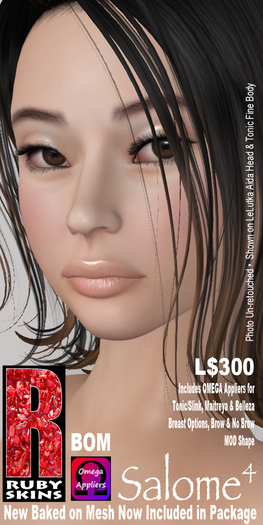 Second Life Marketplace - RUBY Skins Salome4 Baked On Mesh & Omega Applier