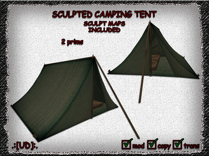 Second Life Marketplace - .:[UD]:. Sculpted camping tent full perms (box)