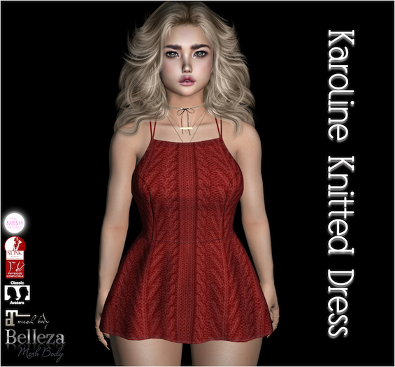 Second Life Marketplace - :KOYUKI: Karoline Knitted Dress - Red