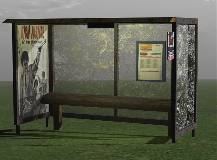 Second Life Marketplace - Trashed Bus Stop with sit animation