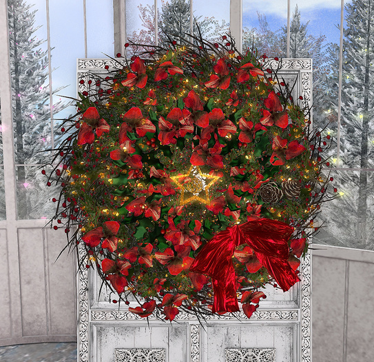 Second Life Marketplace - CJ Christmas Wall Wreath Hydrangea