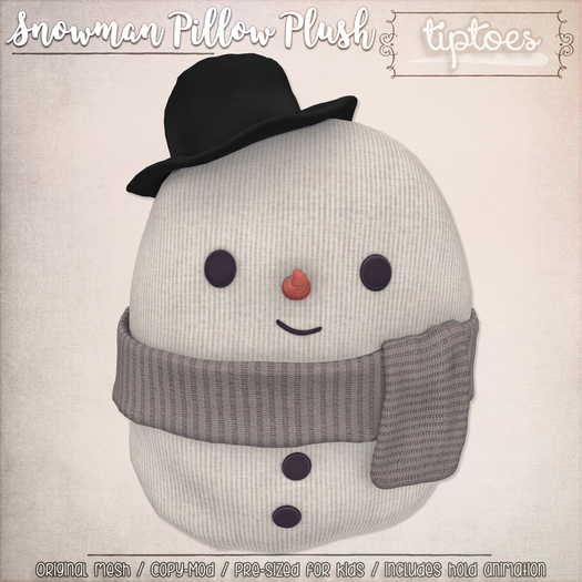 Second Life Marketplace - . tiptoes - Snowman Pillow Plush