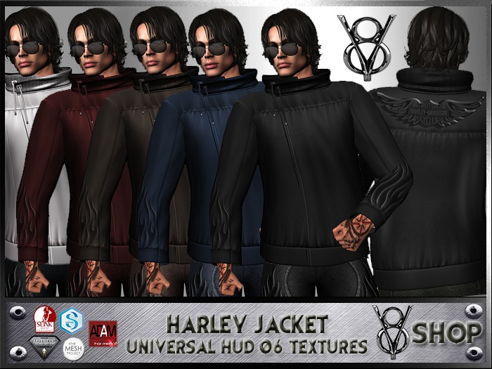 Second Life Marketplace - +V8 SHOP+ HARLEY JACKET UNIVERSAL HUD 6 TEXTURES
