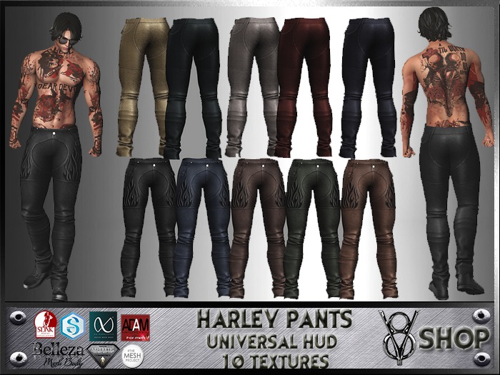 Second Life Marketplace - +V8 SHOP+ HARLEY LEATHER PANTS UNIVERSAL HUD ...