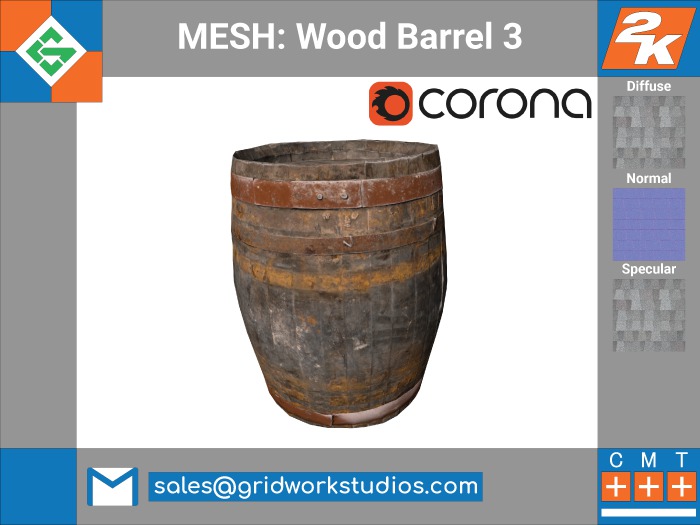 Second Life Marketplace - MESH: Wooden Barrel 3