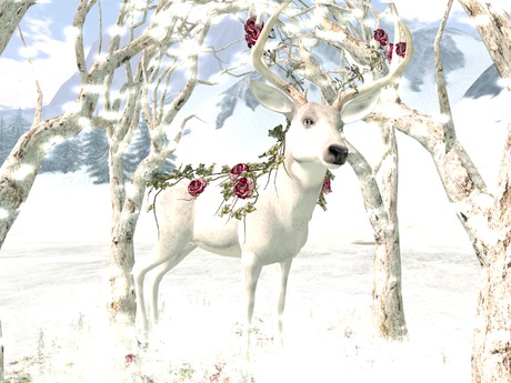 Second Life Marketplace - Bringer of Winter ~ White Stag Frozen Flora ...
