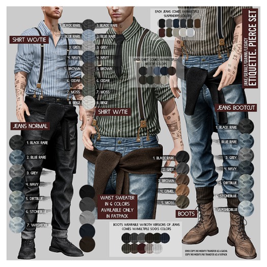 Second Life Marketplace - .etiquette. Pierce Shirt wo/Tie Brown